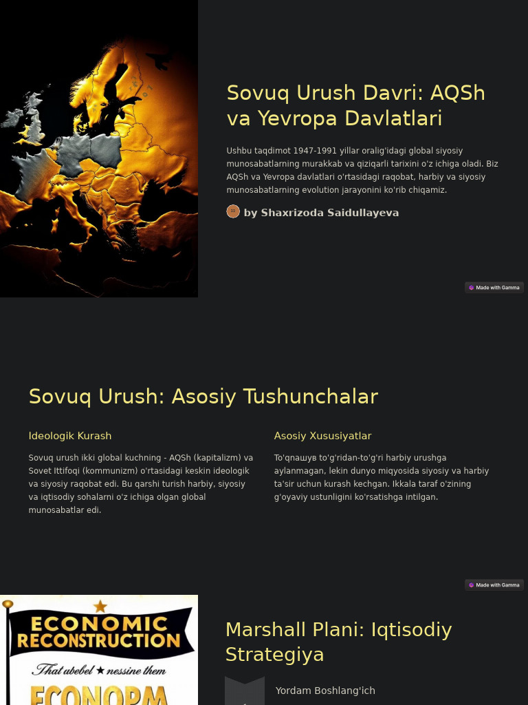 Sovuq Urush Davri: Aqsh Va Yevropa Davlatlari: by Shaxrizoda ...