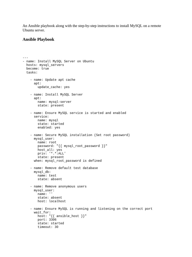 Ansible_playbook-1 | PDF | My Sql | Utility Software