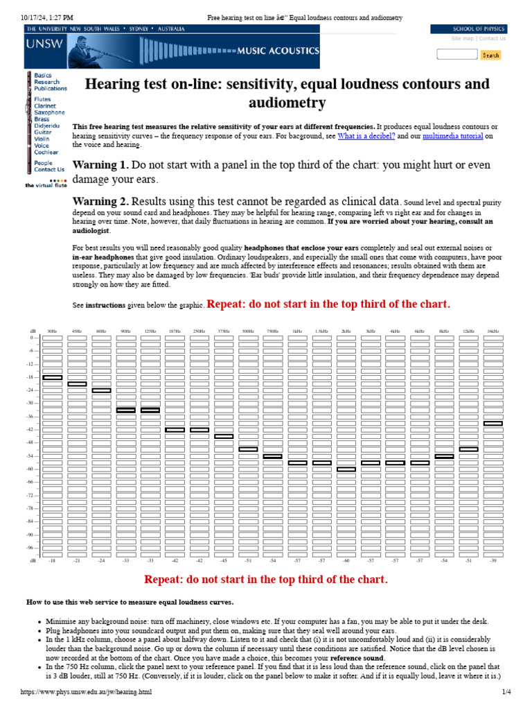 Free hearing test on line â€“ Equal loudness contours and audiometry ...
