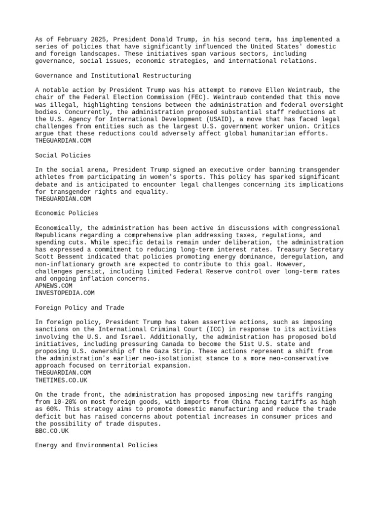 Donald Trump Policies | PDF | Donald Trump | American Government