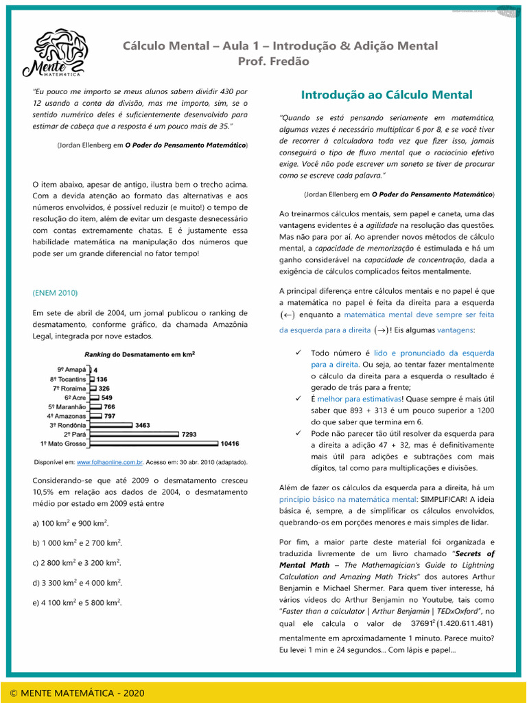 Material - Aula 1 | PDF | Decimal | Lexicologia