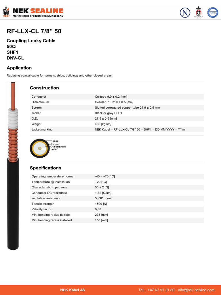 Radiating Cable for Closed Areas | PDF | Coaxial Cable | Electronics