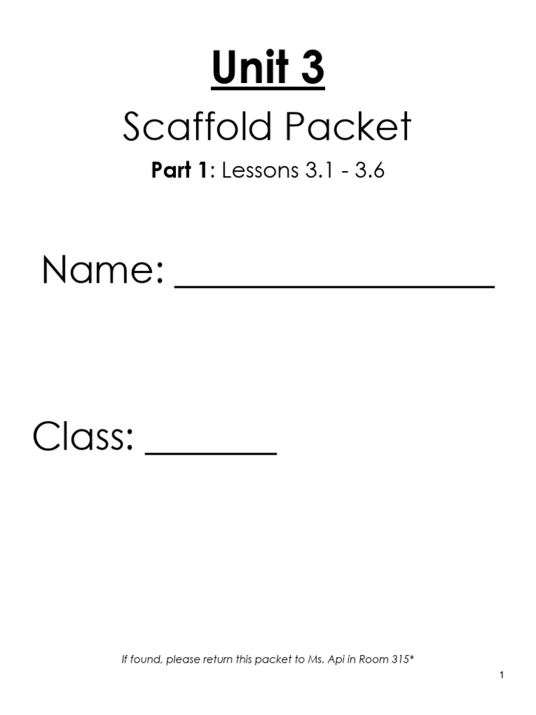 Scaffold Packet - 3.1-3.6 | PDF