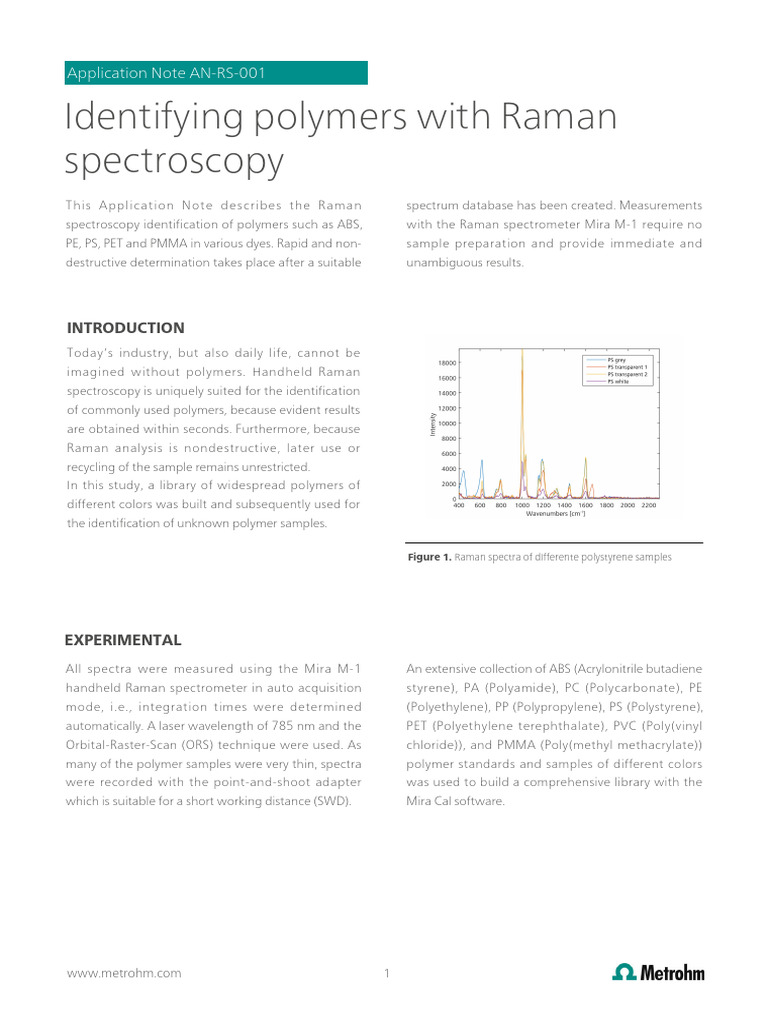 Identifying Polymers With Raman Spectroscopy (Metrohm AN-RS-001) | PDF ...