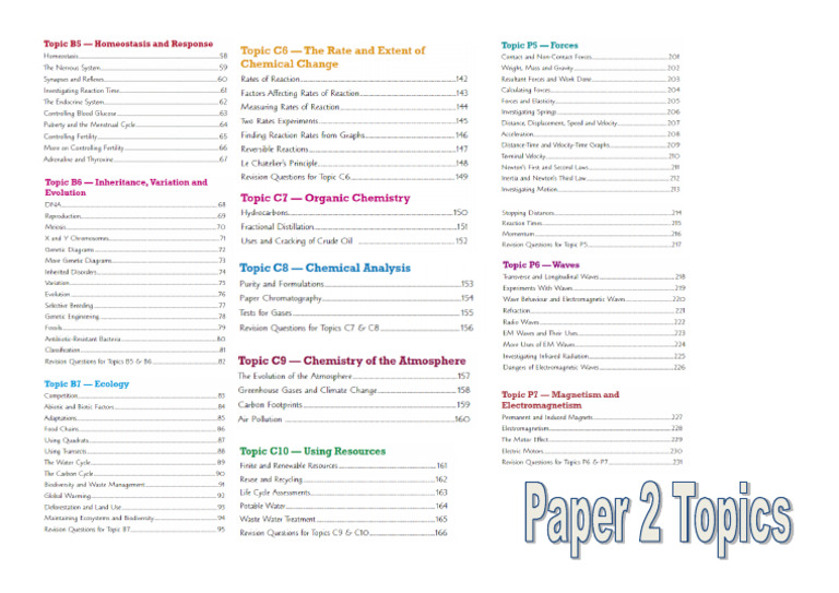 Paper 2 Topics Combined Science | PDF