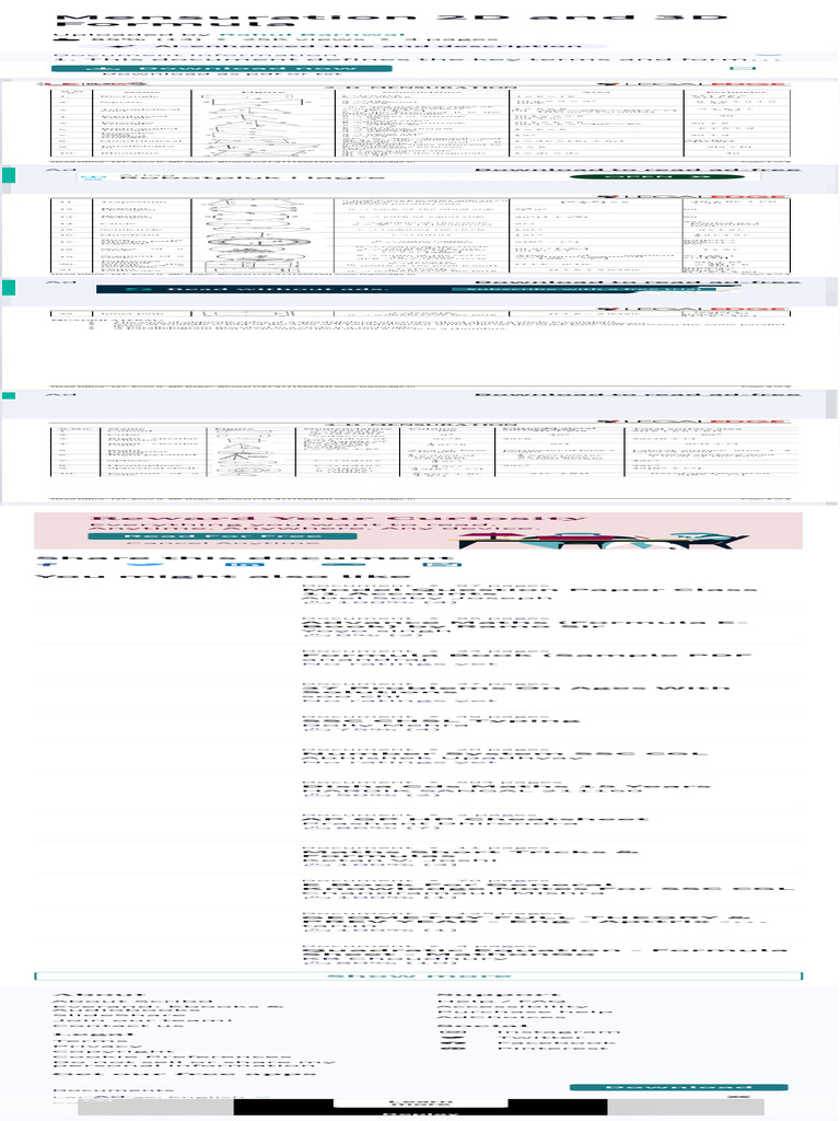 Mensuration 2D and 3D Formula PDF Area Triangle | PDF | Written ...