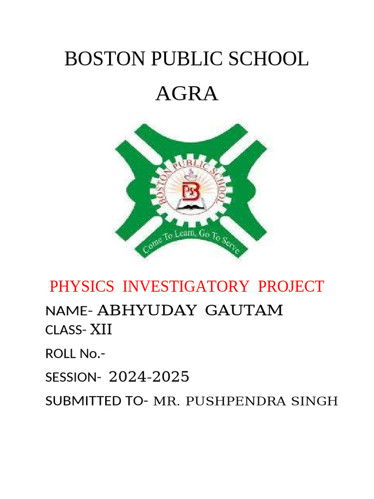 Abhyuday Physics Project | PDF | Refractive Index | Refraction