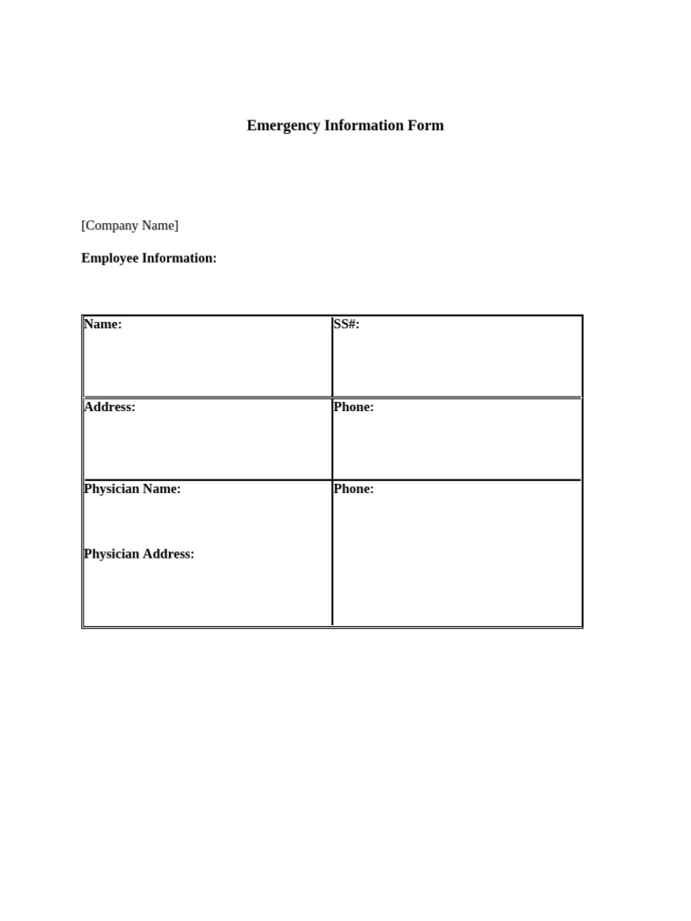 Emergency Contact Information Form | PDF