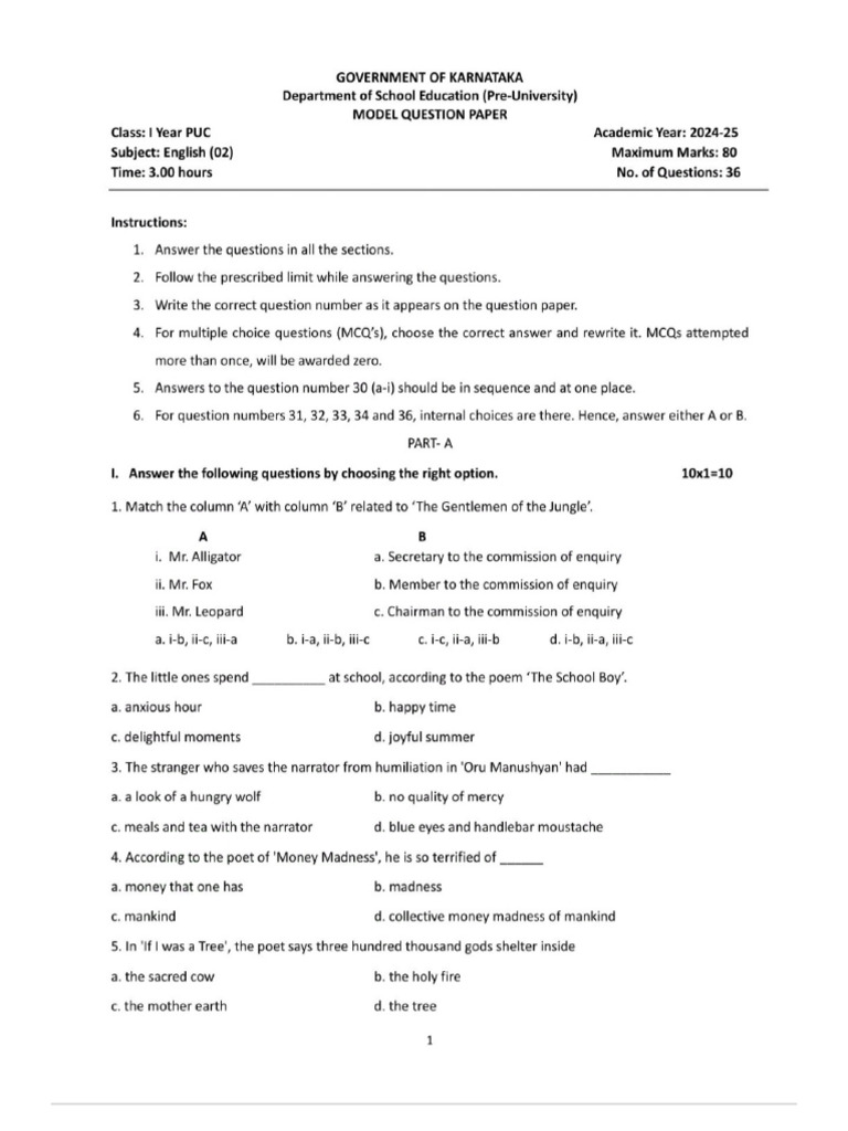 New Paper Pattern Model Question Paper | PDF