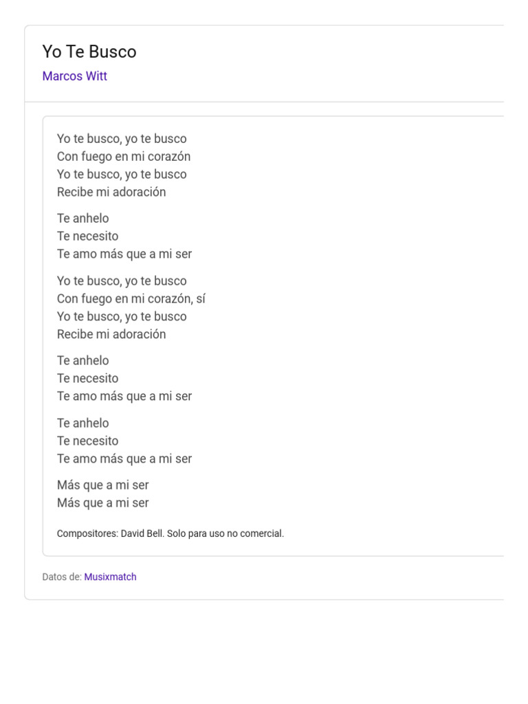 Yo Te Busco Letra Marcos Witt - Búsqueda | PDF