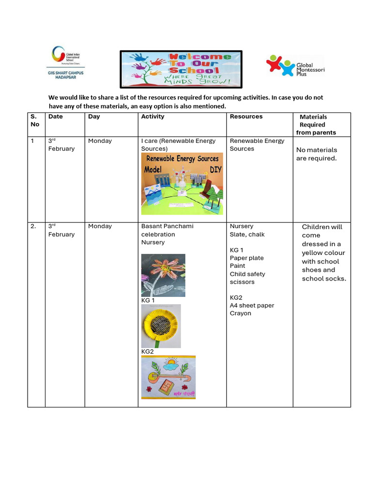 Upcoming Activity Resource List | PDF | Color | Rainbow