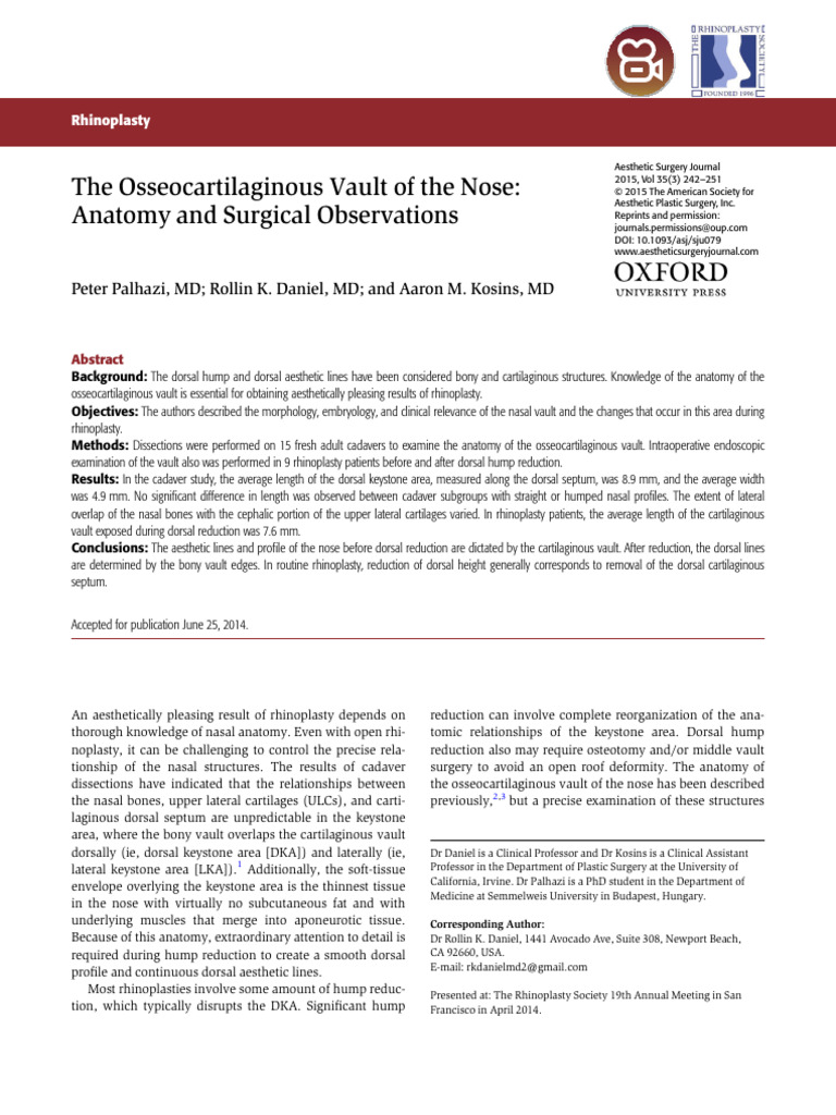 The Osseocartilaginous Vault of The Nose Anatomy | PDF | Human Nose | Skull