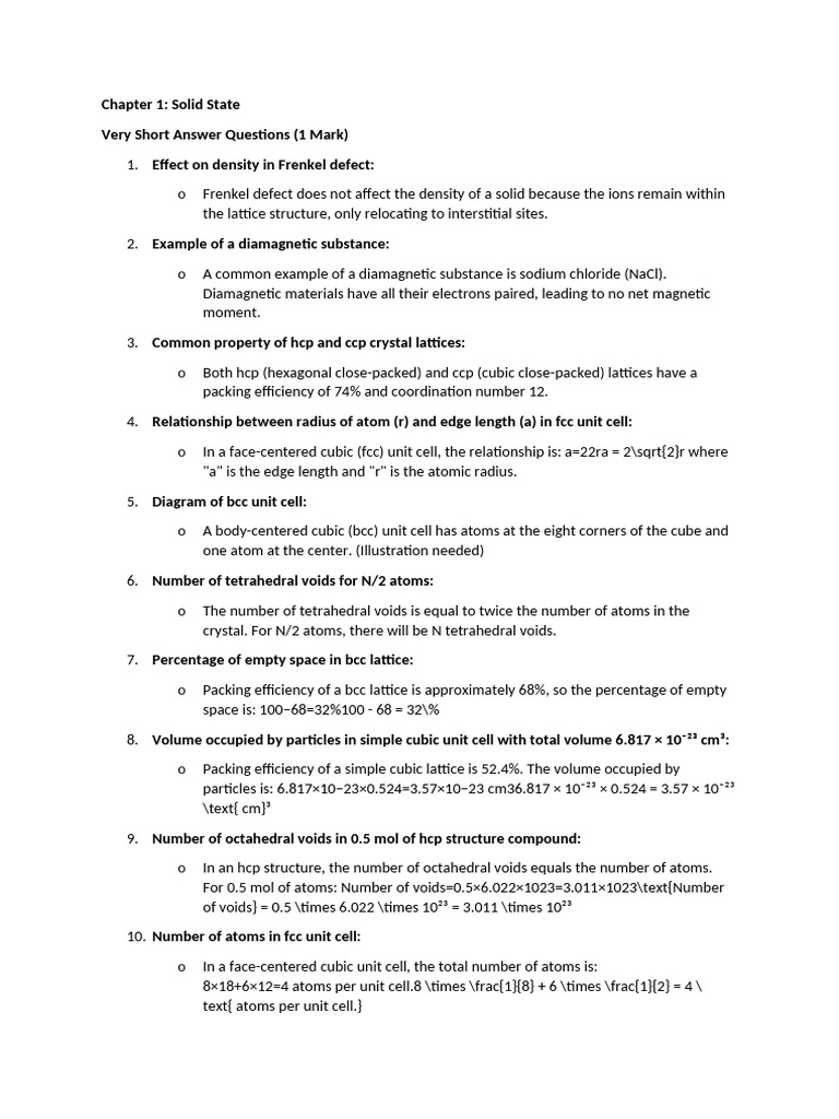 Chapter 1 Solid State | PDF | Crystal Structure | Magnetism