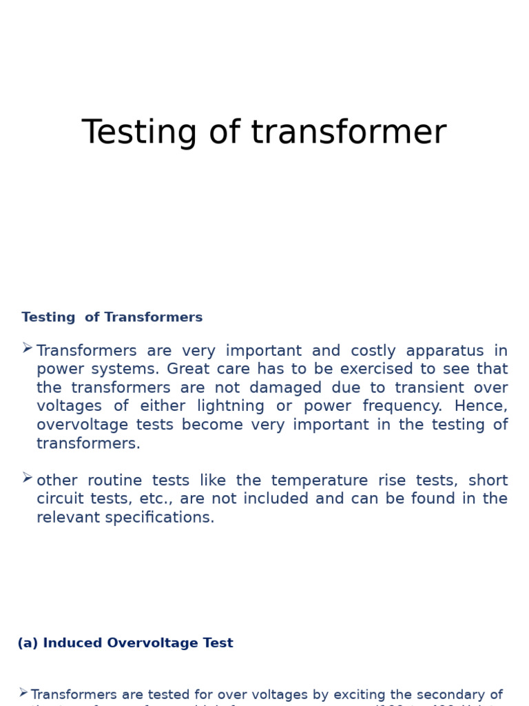 Unit v Testing of Transformer | PDF | Transformer | Insulator (Electricity)