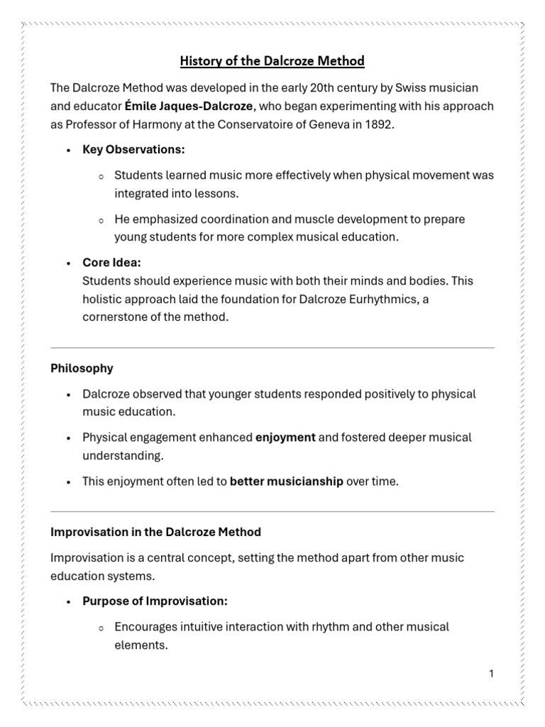 Dalcroze Method: Engaging Music Education | PDF | Learning | Musicology