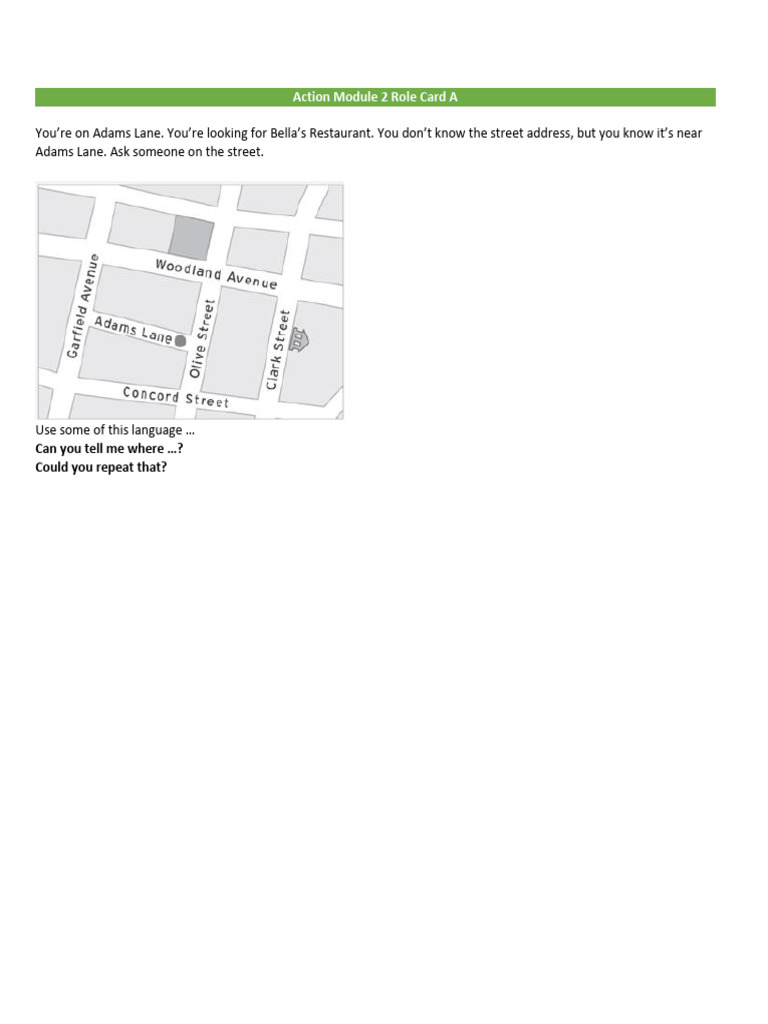 Action Module 2 Role Card A | PDF