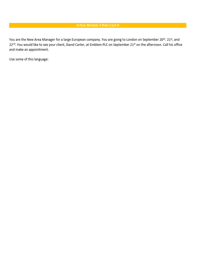 Action Module 4 Role Card A | PDF