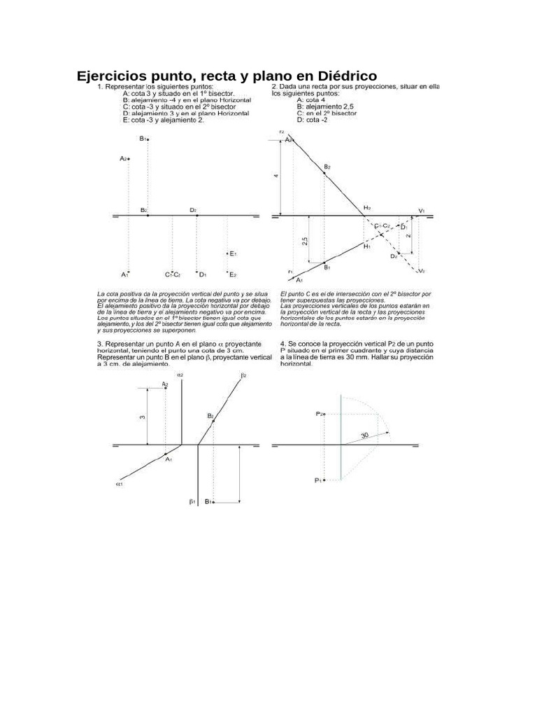 Ejercicios Punto, Recta y Plano en Diedrico | PDF
