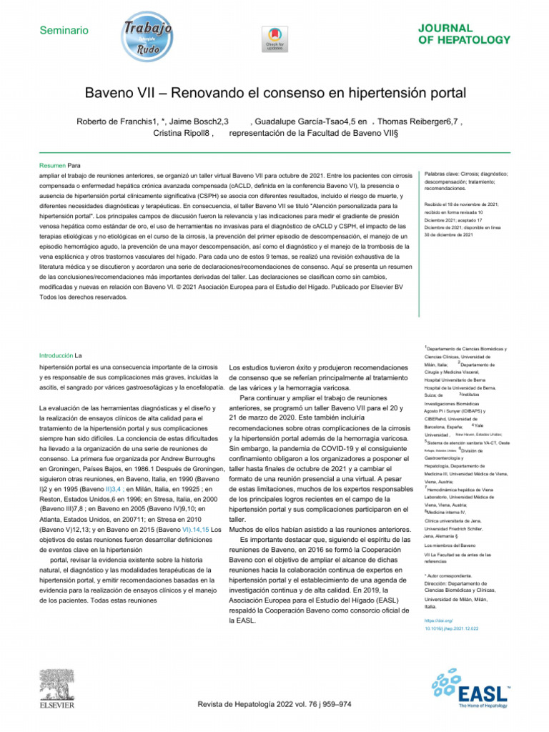 Baveno VII - Renewing Consensus in Portal Hypertension | PDF | Cirrosis ...