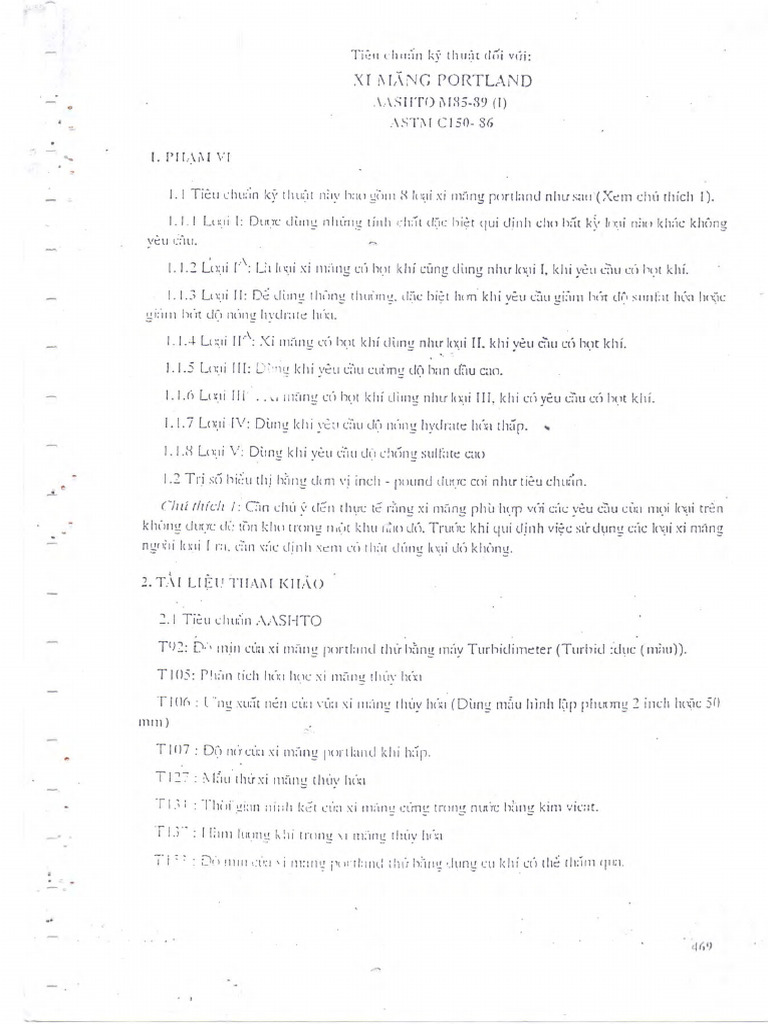 AASHTO M85-89 ASTM C150-86 Xi Măng PORTLAND | PDF