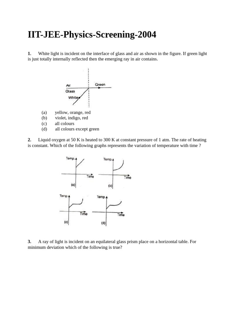 2776IIT JEE PHYSICS QUESTION PAERS 2004 | PDF | Continuum Mechanics ...
