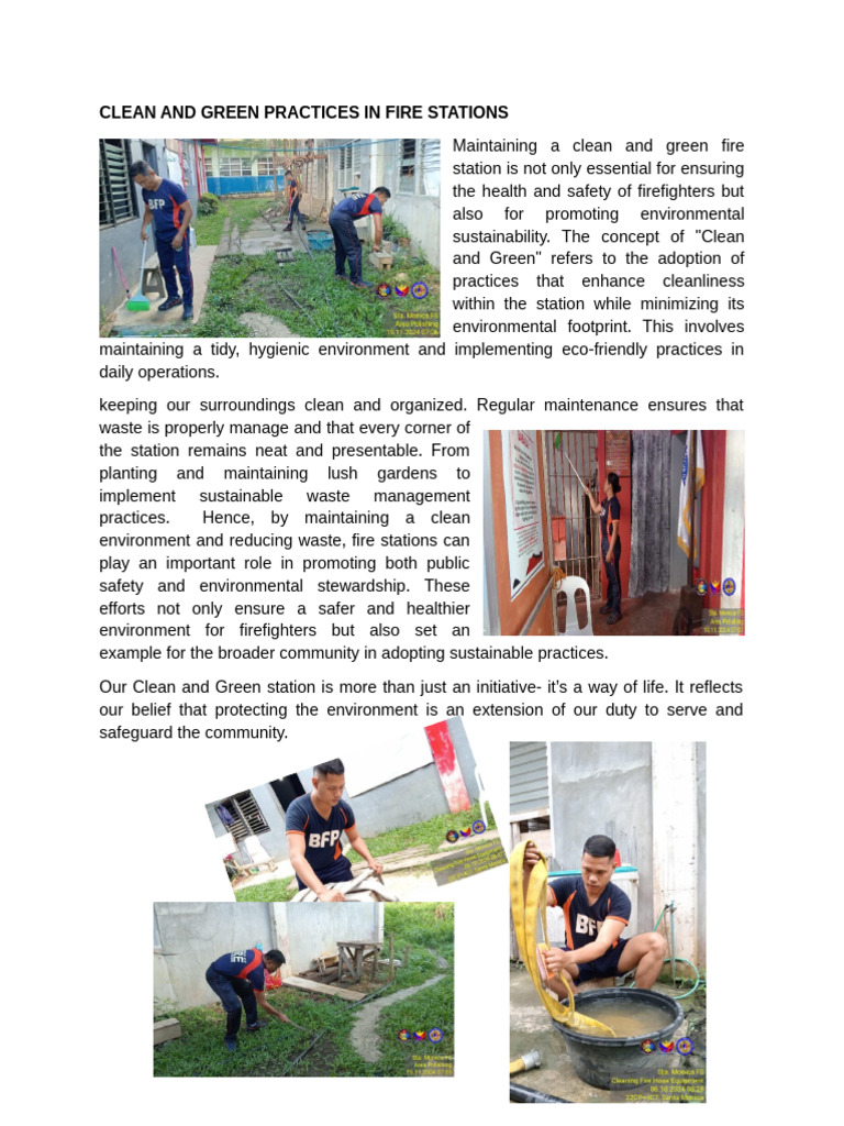Clean and Green Practices in Fire Stations | PDF