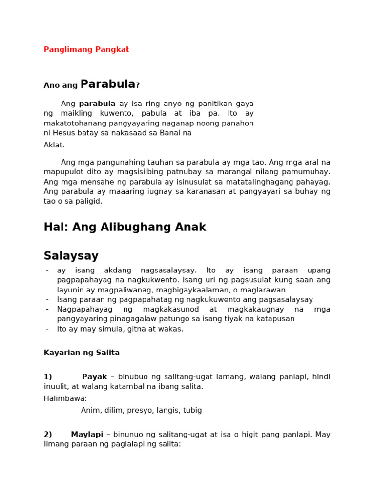 Filipino 9 3rd Quarter Panglimang Pangkat | PDF