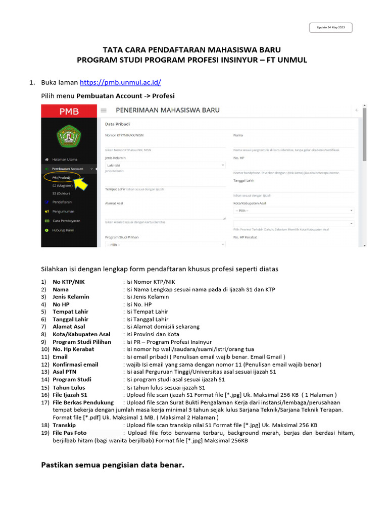 Tata Cara Pendaftaran PSPPI THN - 2023 - PMB New | PDF