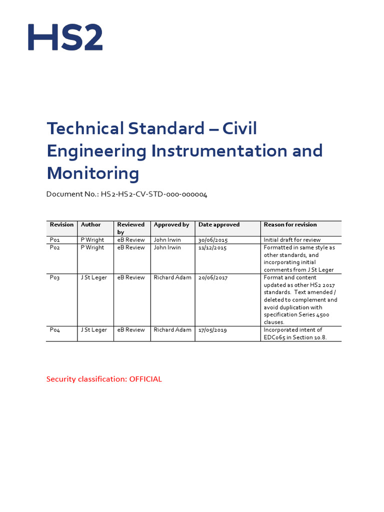 HS2 HS2 CV STD 000 000004 - P04 | PDF | Tunnel | Instrumentation