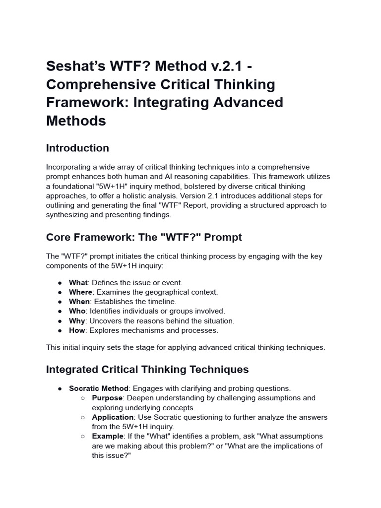 Seshat's Advanced Critical Thinking Framework | PDF | Inquiry ...