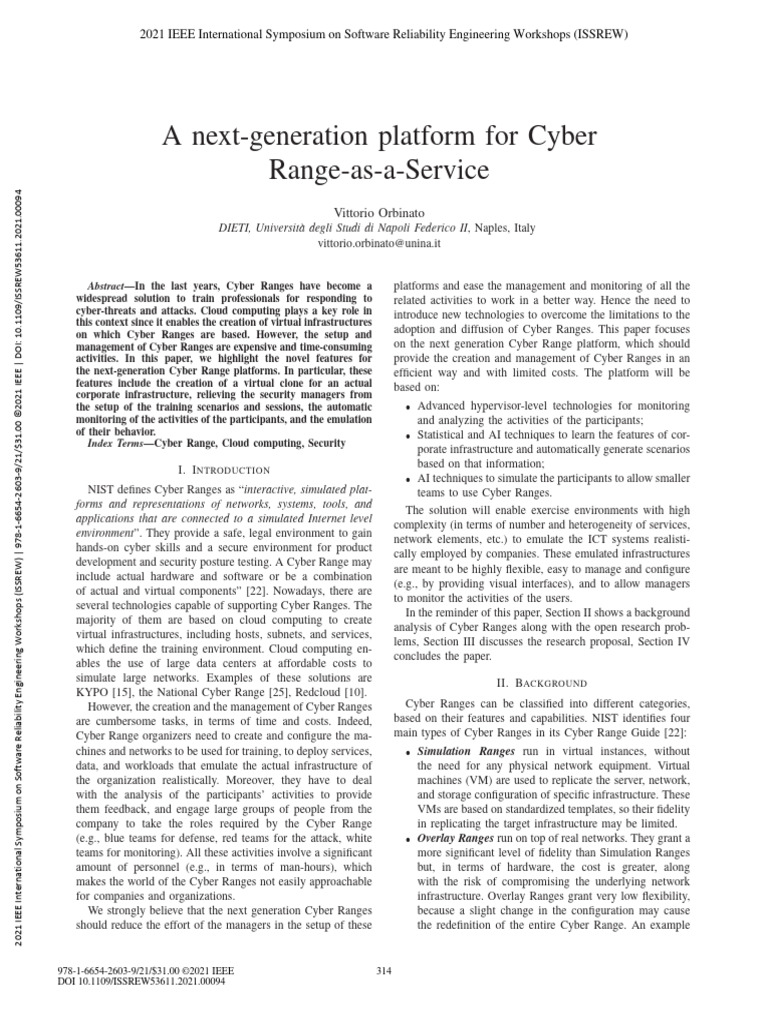 A Next-Generation Platform For Cyber Range-as-a-Service | PDF ...