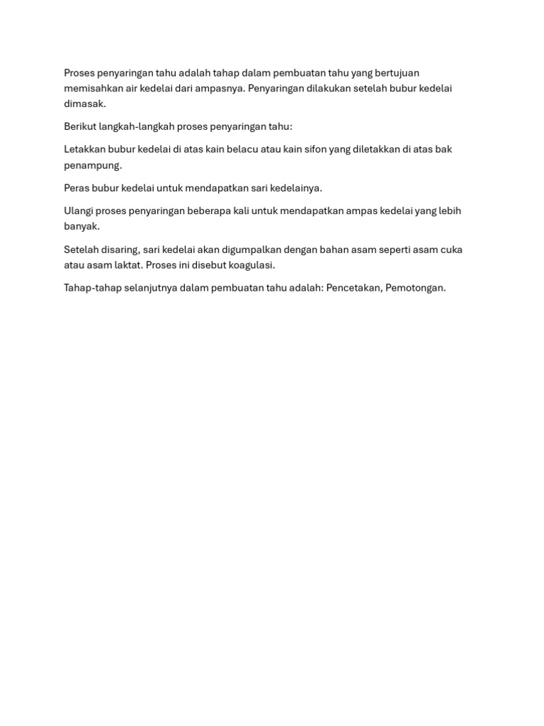 Pembuatan Tahu | PDF