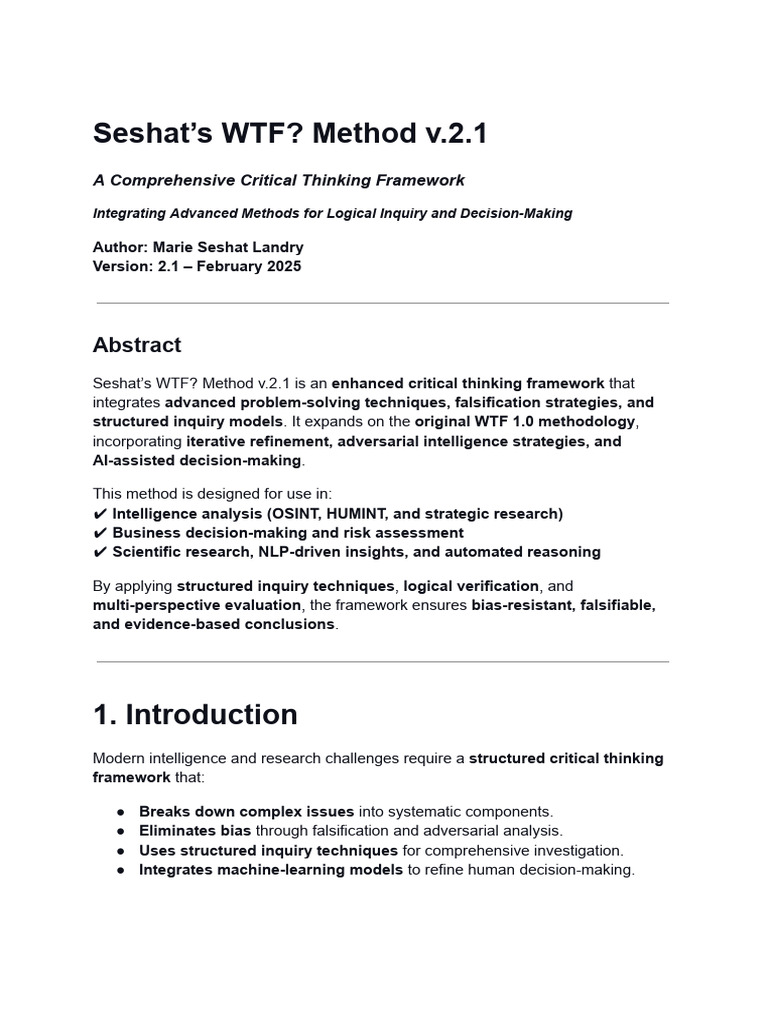 Seshat’s WTF_ Method v.2.1 | PDF | Falsifiability | Artificial Intelligence