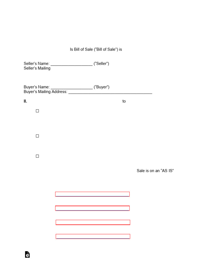As-Is Bill of Sale Form | PDF