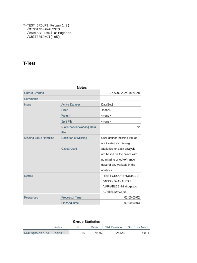 Uji T Pdf Student S T Test Variance