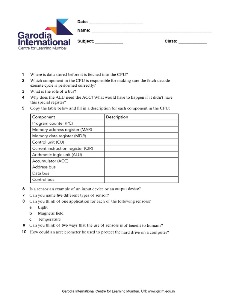 Hardware Worksheet | PDF