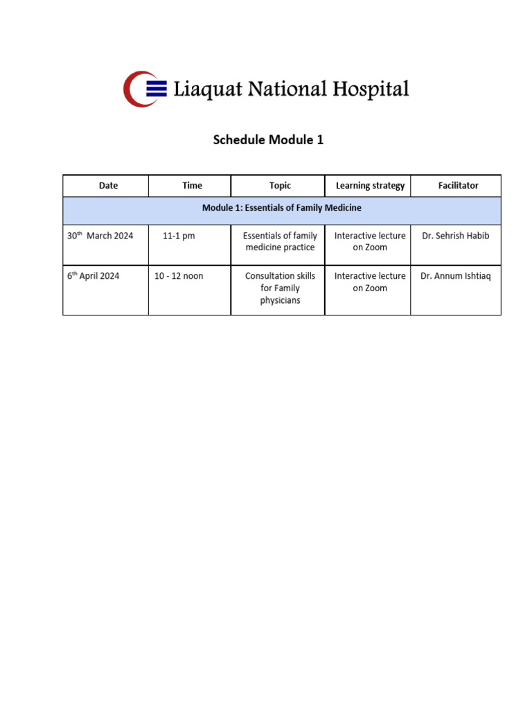 Module 01 - Schedule | PDF