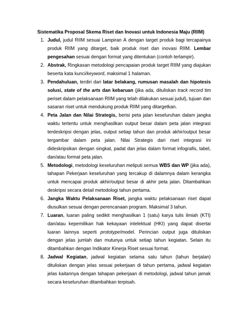 Panduan Proposal Riset RIIM 2022 | PDF