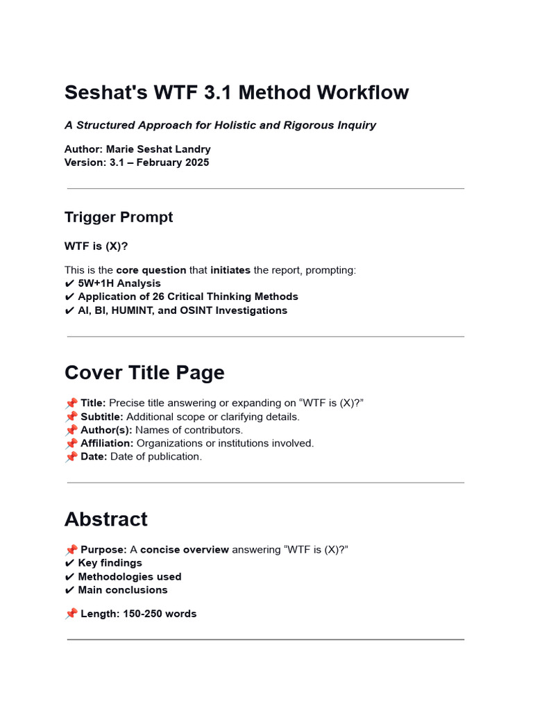 Seshat's WTF 3.1 Method Workflow | PDF | Risk | Analysis