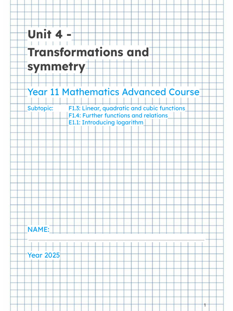 Kami Export - Teacher Copy - 2025 MA11 - Unit 4 - Transformations and Symmetry | PDF | Geometry ...