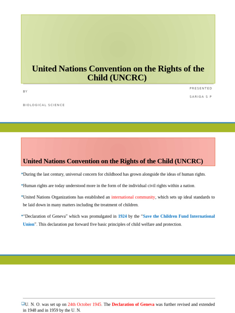 United Nations Convention On The Rights of The Child (UNCRC) | PDF ...