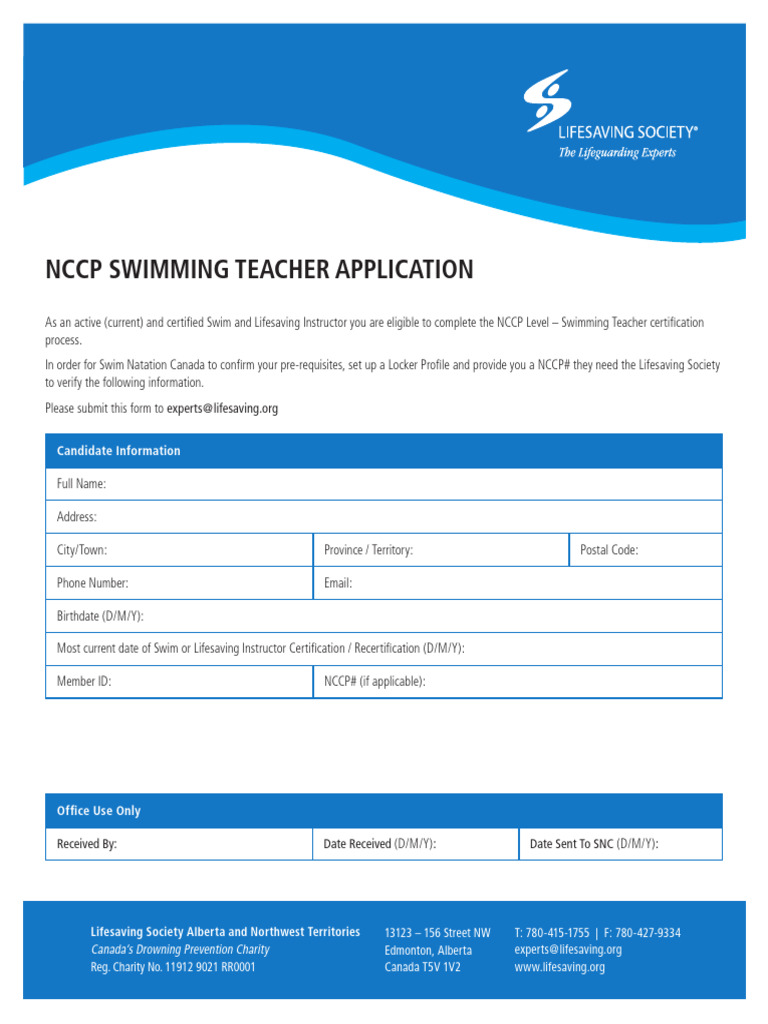 NCCP_Swimming_Teacher_Application-EN | PDF