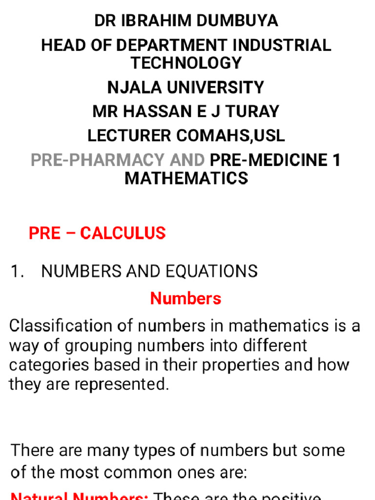 Prepharm and Premed 1 Maths - Phoenix | PDF