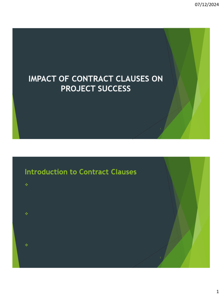 Contract Clauses Impact on Project Success | PDF | Indemnity | Mediation