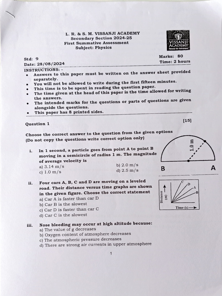 Physics Summative Assessment 2024-25 | PDF | Water | Pendulum