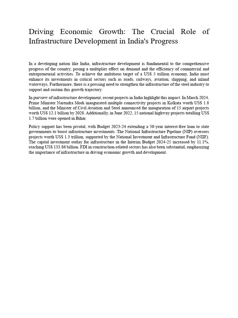 Driving Economic Growth The Crucial Role of Infrastructure Development ...