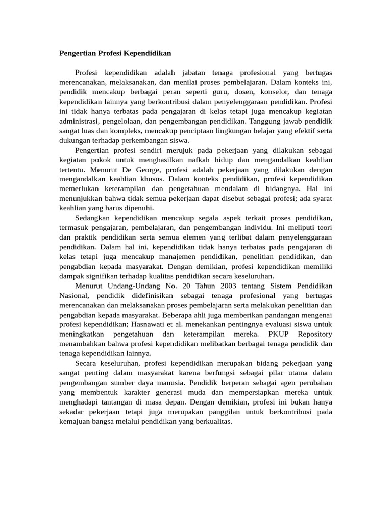 Pengertian Profesi Pendidikan | PDF