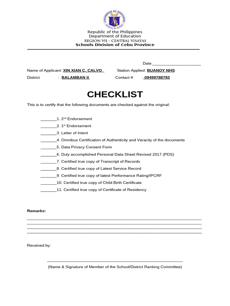Checklist | PDF