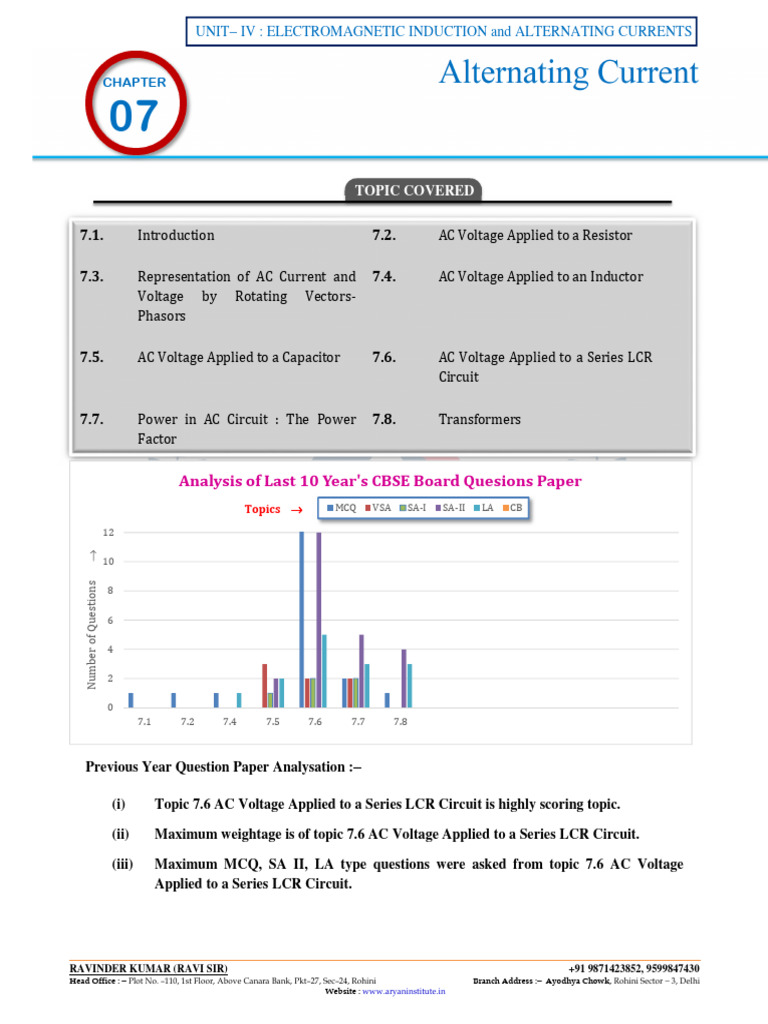 Ch - 7 (Alternating Current) Final | PDF | Inductor | Transformer