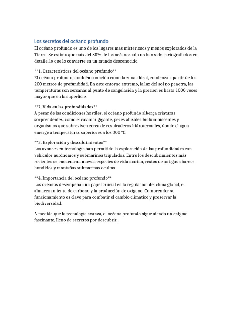 Los Secretos Del Océano Profundo | PDF